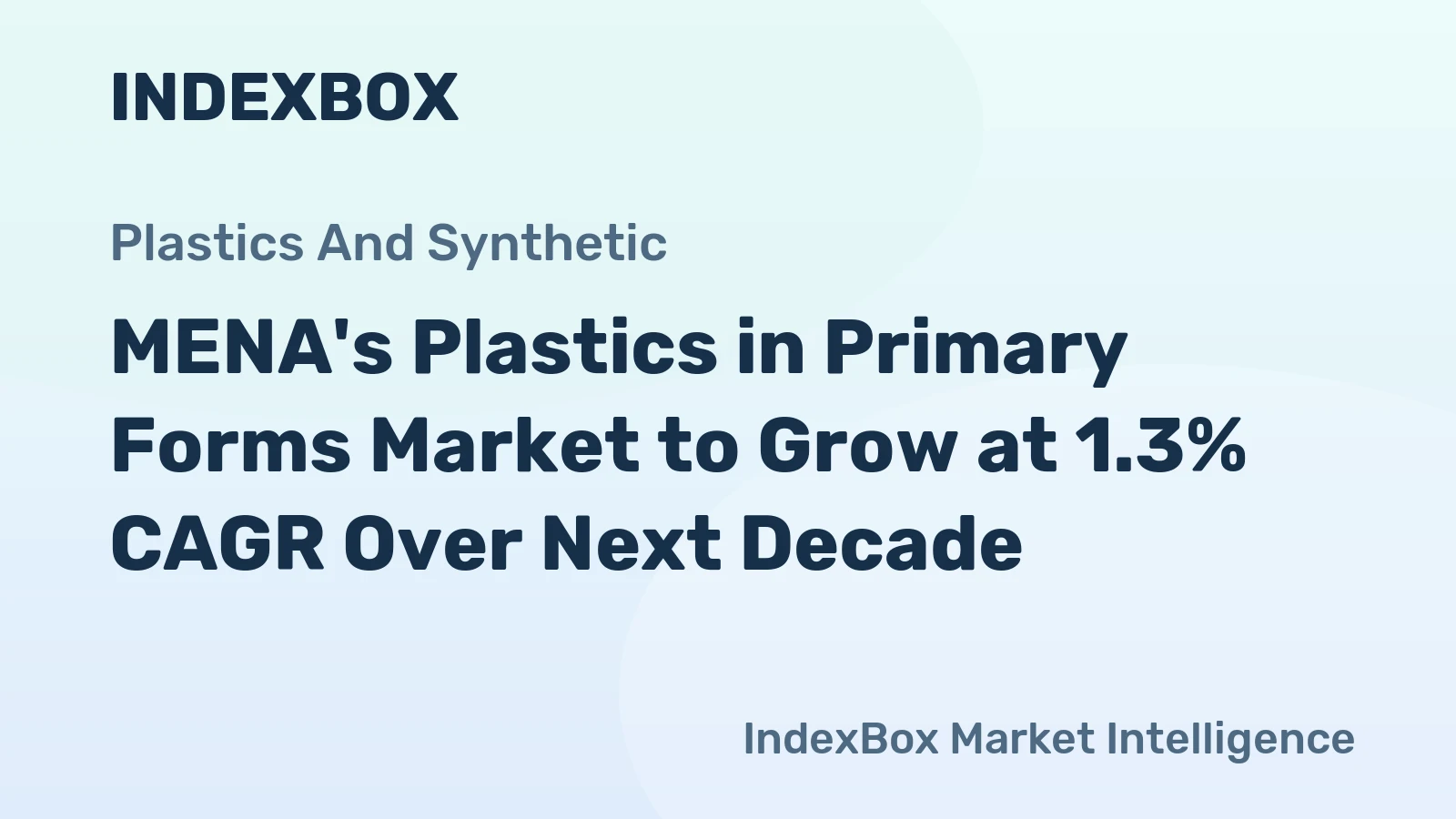 MENA's Plastics in Primary Forms Market to Grow at 1.3% CAGR Over Next Decade