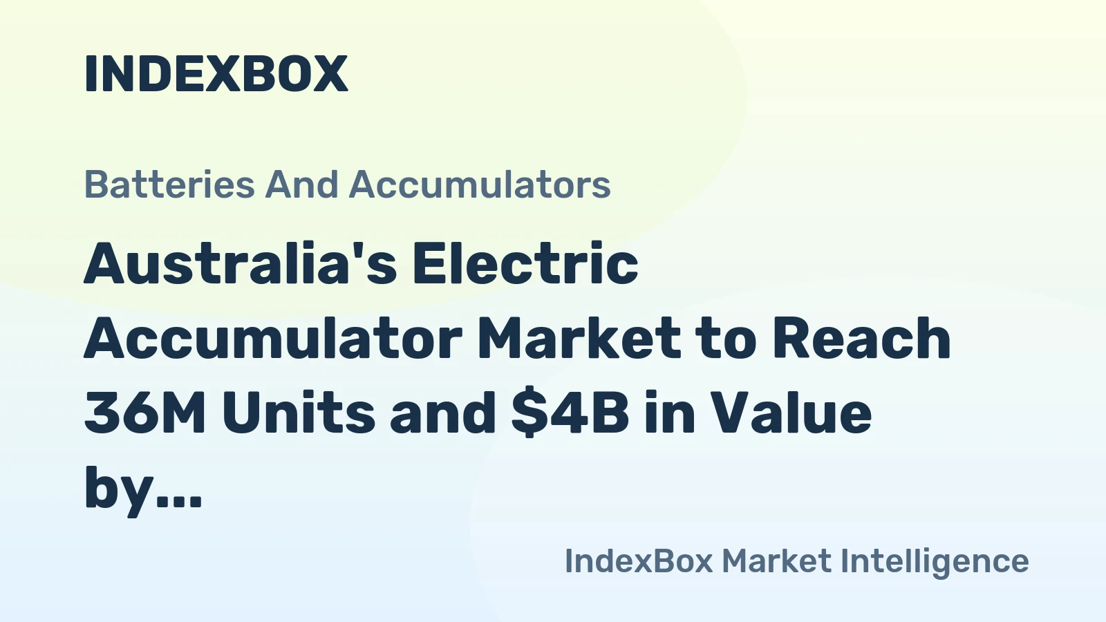 Australia's Electric Accumulator Market to Reach 36M Units and $4B in Value by 2035