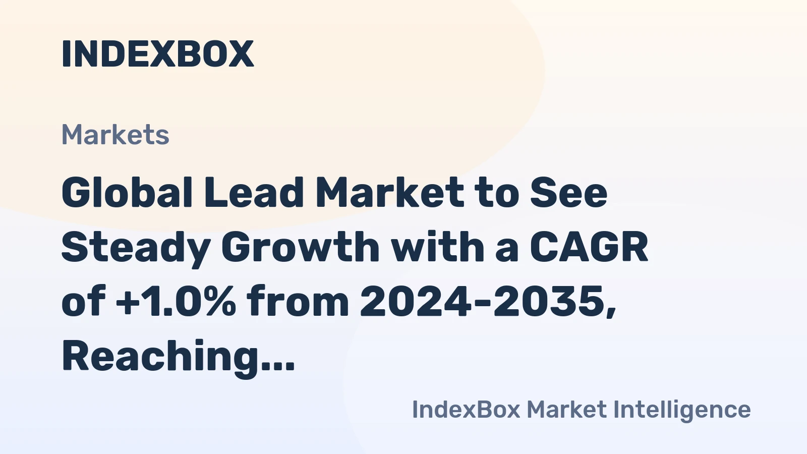 Global Lead Market to See Steady Growth with a CAGR of +1.0% from 2024-2035, Reaching $41.7B by 2035