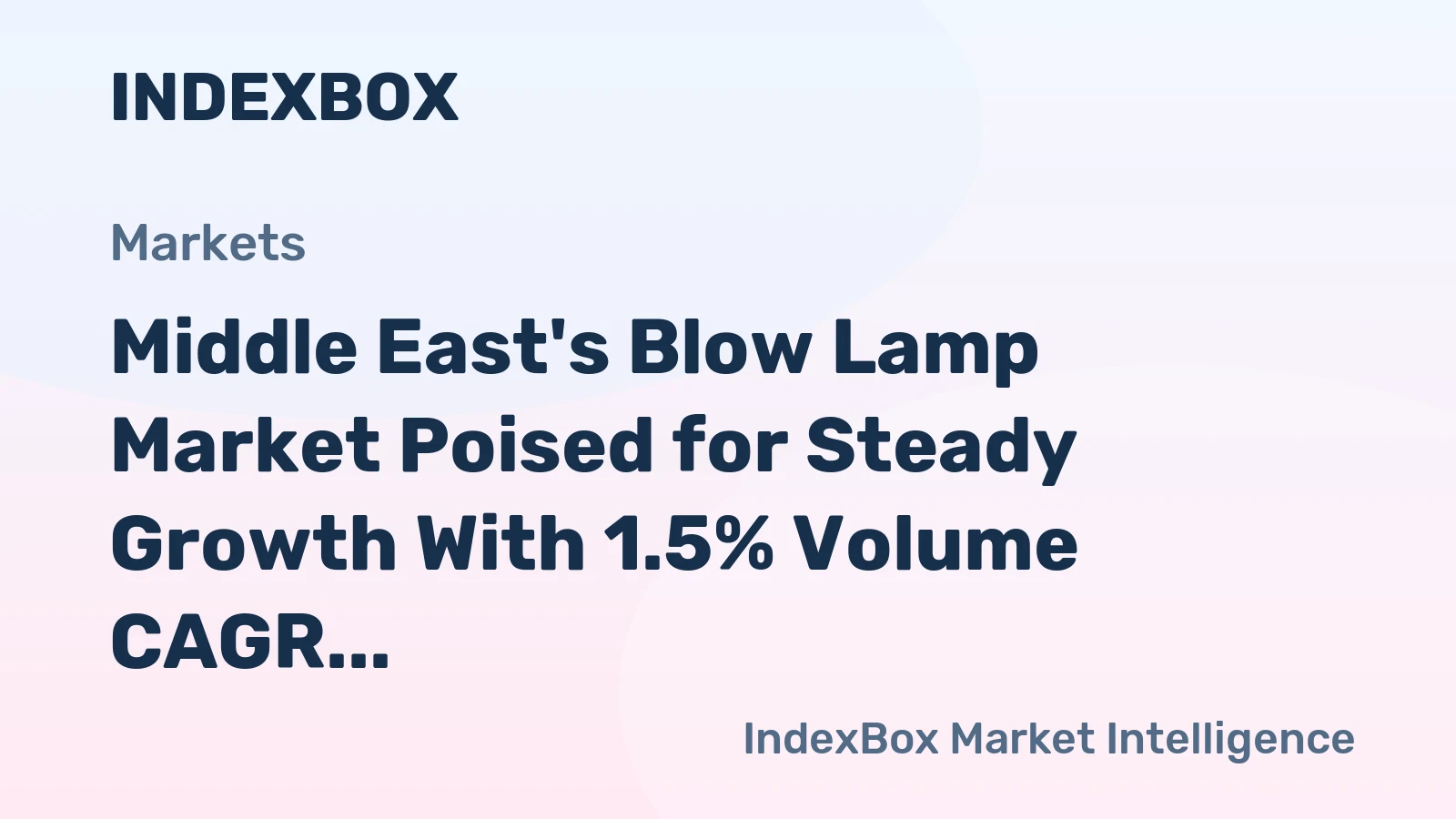 Middle East's Blow Lamp Market Poised for Steady Growth With 1.5% Volume CAGR