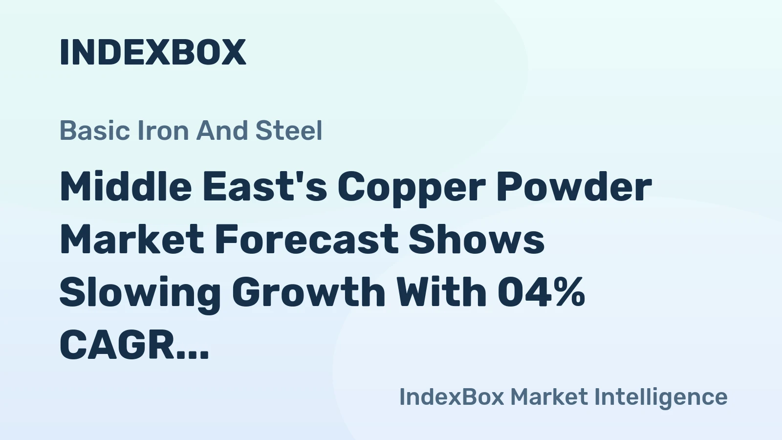 Middle East's Copper Powder Market Forecast Shows Slowing Growth With 04% CAGR Through 2035