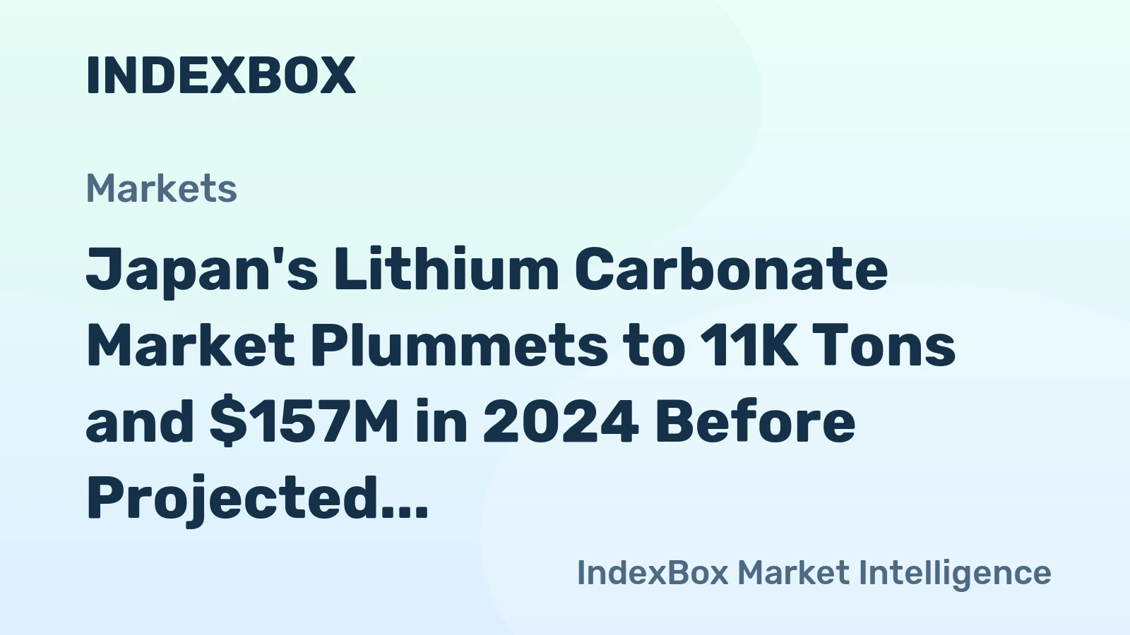 Japan's Lithium Carbonate Market Plummets to 11K Tons and $157M in 2024 Before Projected Growth