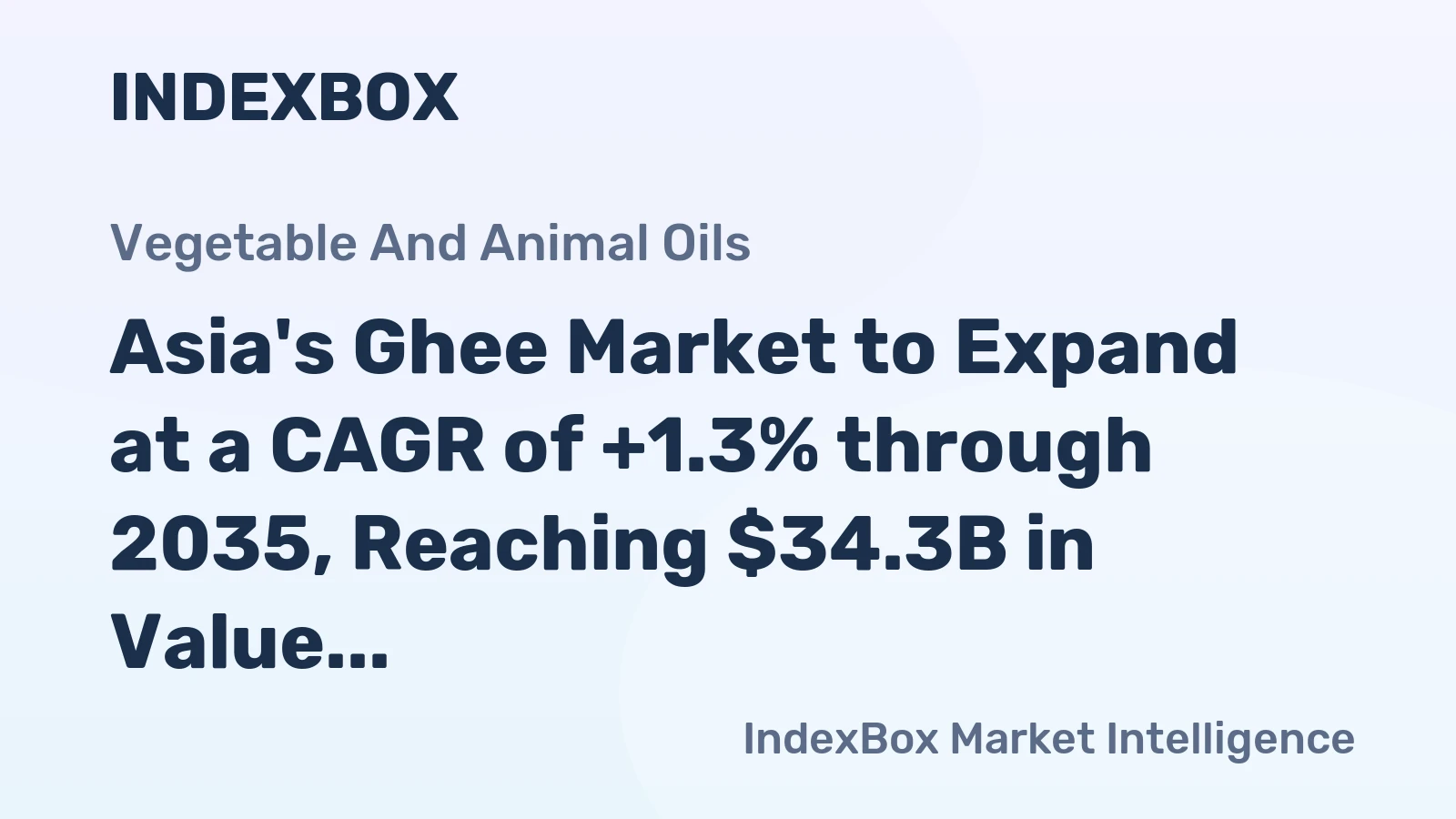 Asia's Ghee Market to Expand at a CAGR of +1.3% through 2035, Reaching $34.3B in Value