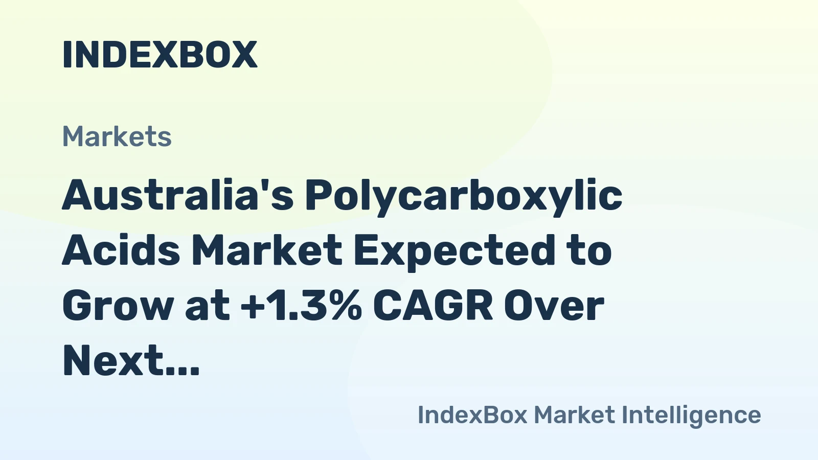 Australia's Polycarboxylic Acids Market Expected to Grow at +1.3% CAGR Over Next Decade