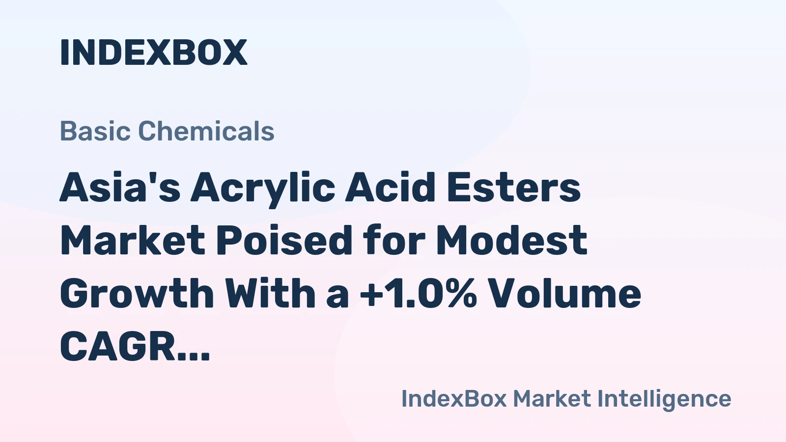 Asia's Acrylic Acid Esters Market Poised for Modest Growth With a +1.0% Volume CAGR Through 2035