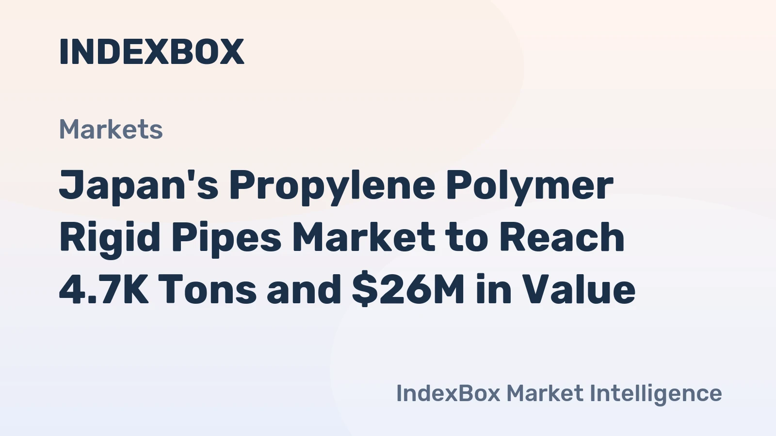 Japan's Propylene Polymer Rigid Pipes Market to Reach 4.7K Tons and $26M in Value