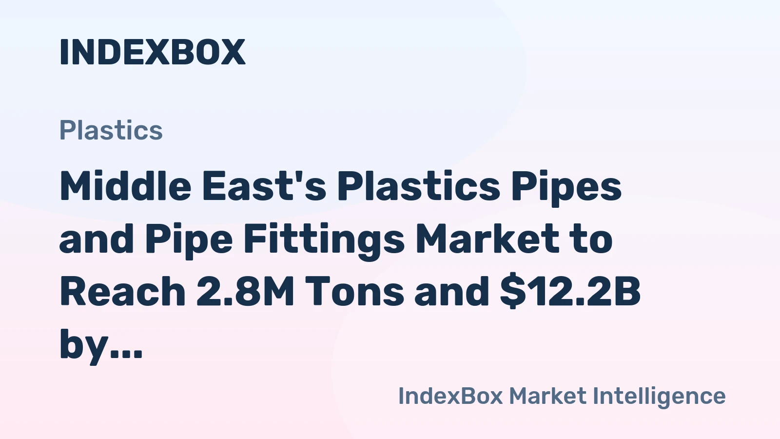 Middle East's Plastics Pipes and Pipe Fittings Market to Reach 2.8M Tons and $12.2B by 2035