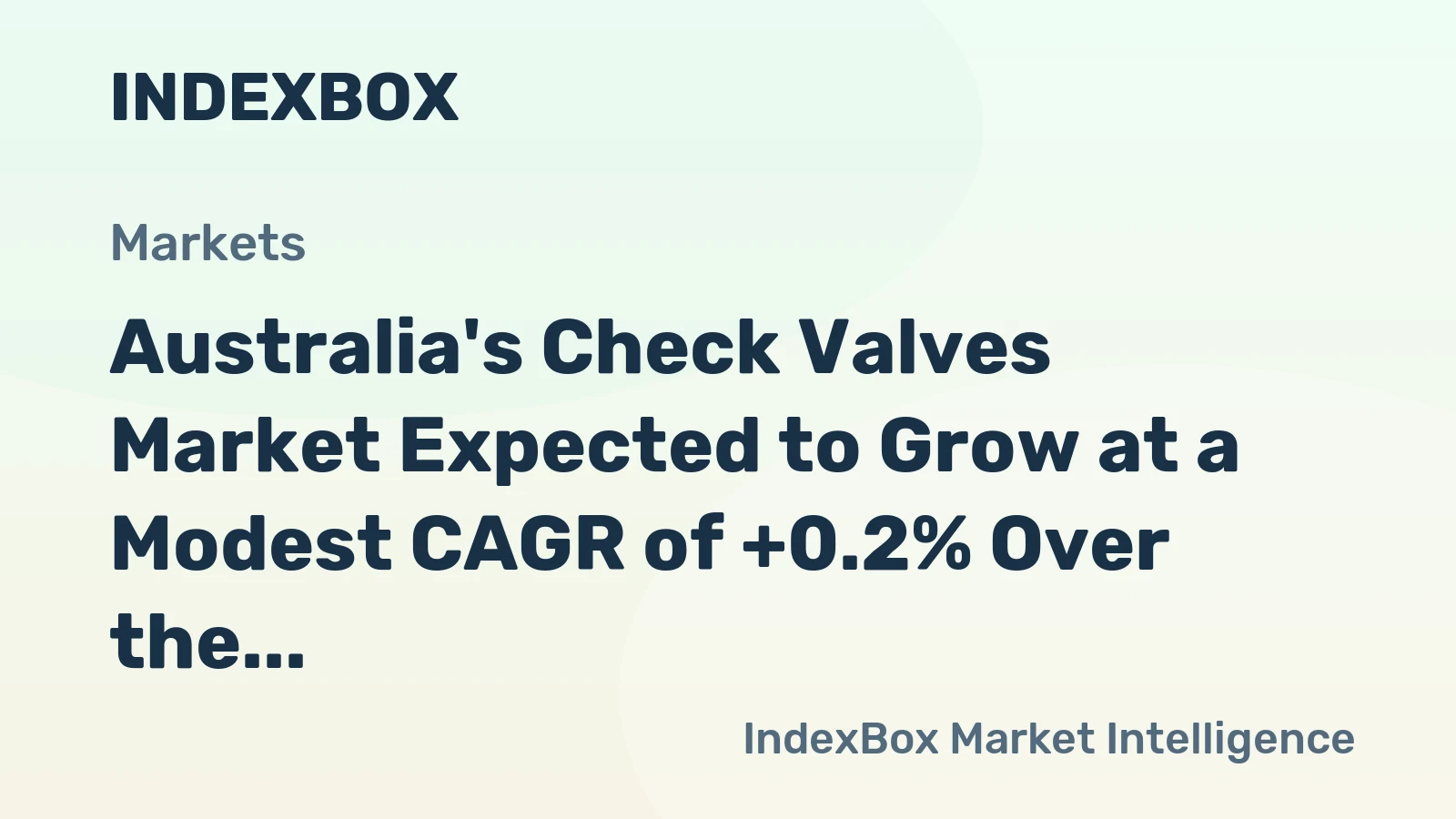 Australia's Check Valves Market Expected to Grow at a Modest CAGR of +0.2% Over the Next Decade