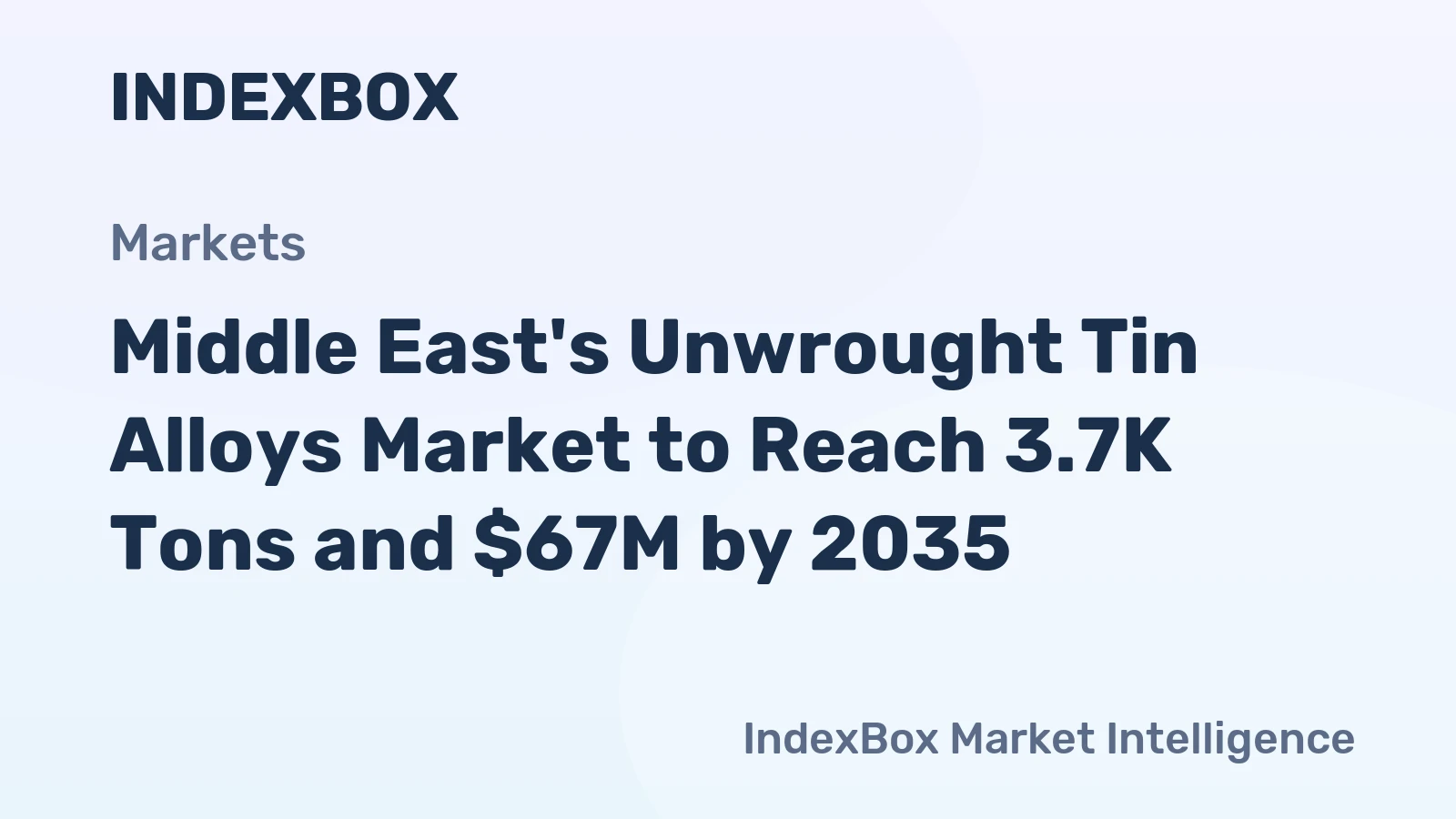 Middle East's Unwrought Tin Alloys Market to Reach 3.7K Tons and $67M by 2035
