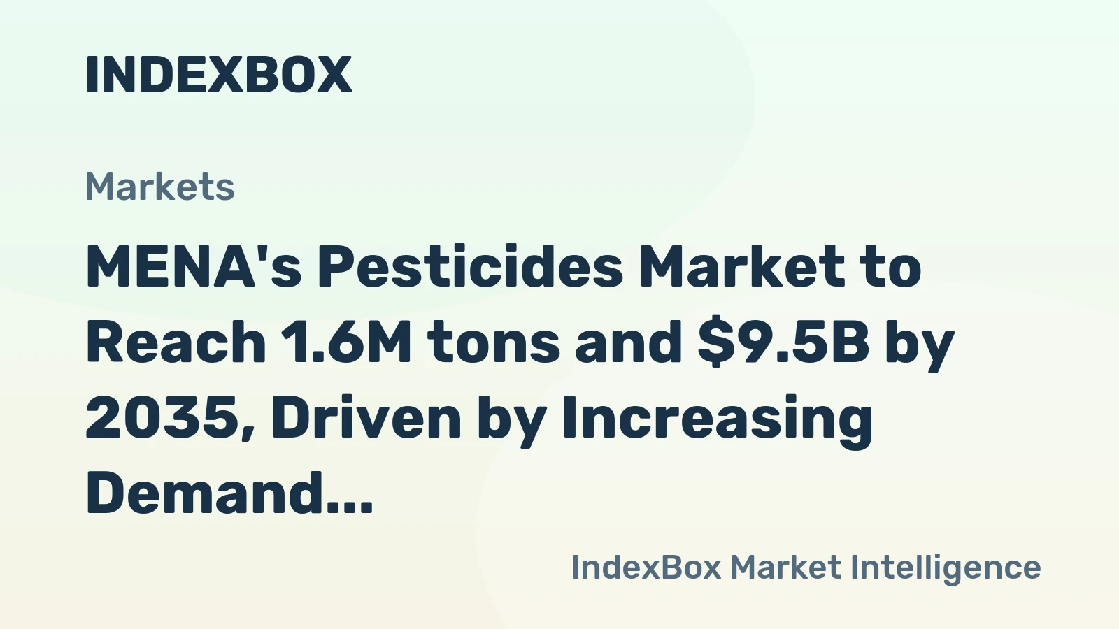 MENA's Pesticides Market to Reach 1.6M tons and $9.5B by 2035, Driven by Increasing Demand