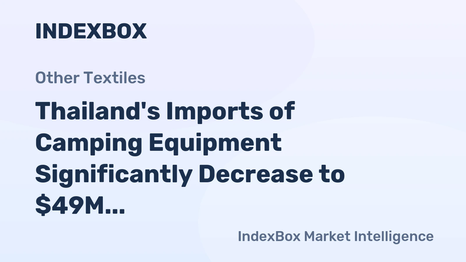 Thailand's Imports of Camping Equipment Significantly Decrease to $49M in 2023