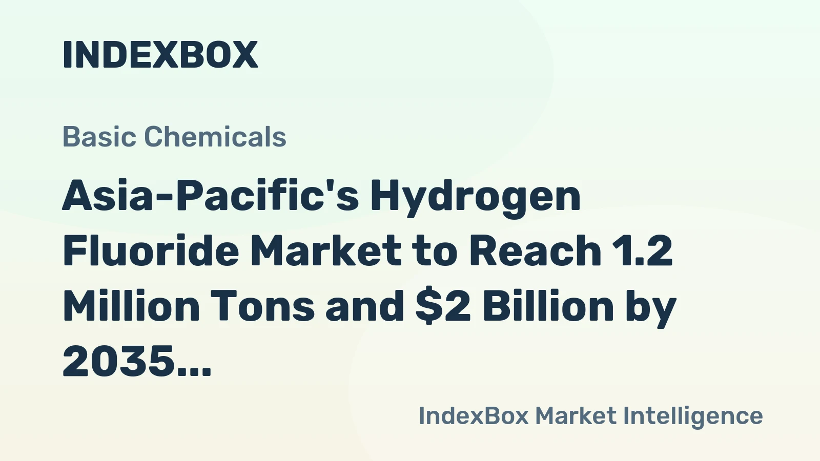 Asia-Pacific's Hydrogen Fluoride Market to Reach 1.2 Million Tons and $2 Billion by 2035