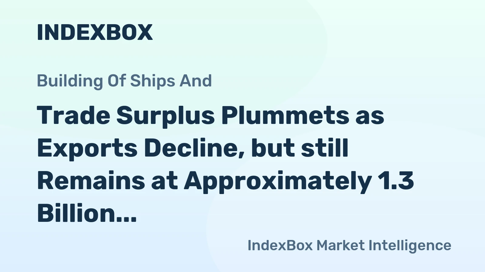 Trade Surplus Plummets as Exports Decline, but still Remains at Approximately 1.3 Billion USD