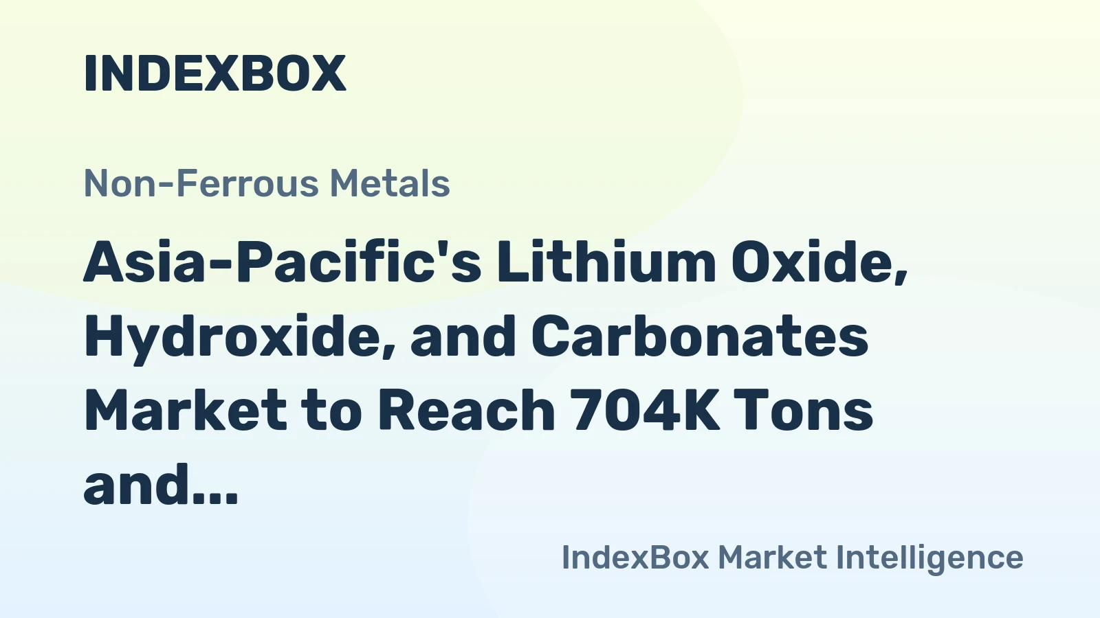 Asia-Pacific's Lithium Oxide, Hydroxide, and Carbonates Market to Reach 704K Tons and $13B by 2035