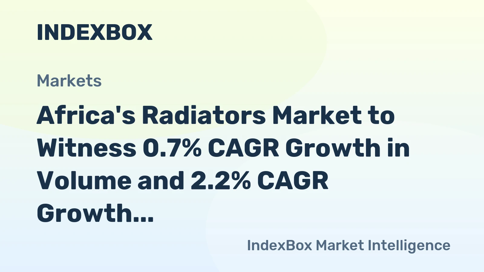 Africa's Radiators Market to Witness 0.7% CAGR Growth in Volume and 2.2% CAGR Growth in Value Through 2035