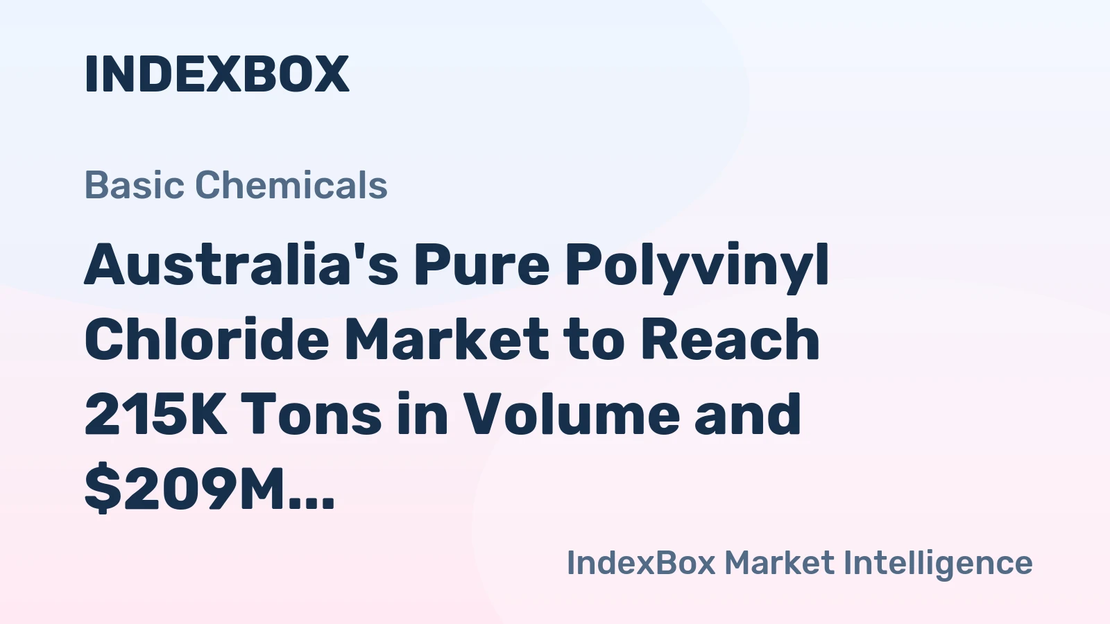 Australia's Pure Polyvinyl Chloride Market to Reach 215K Tons in Volume and $209M in Value by 2035