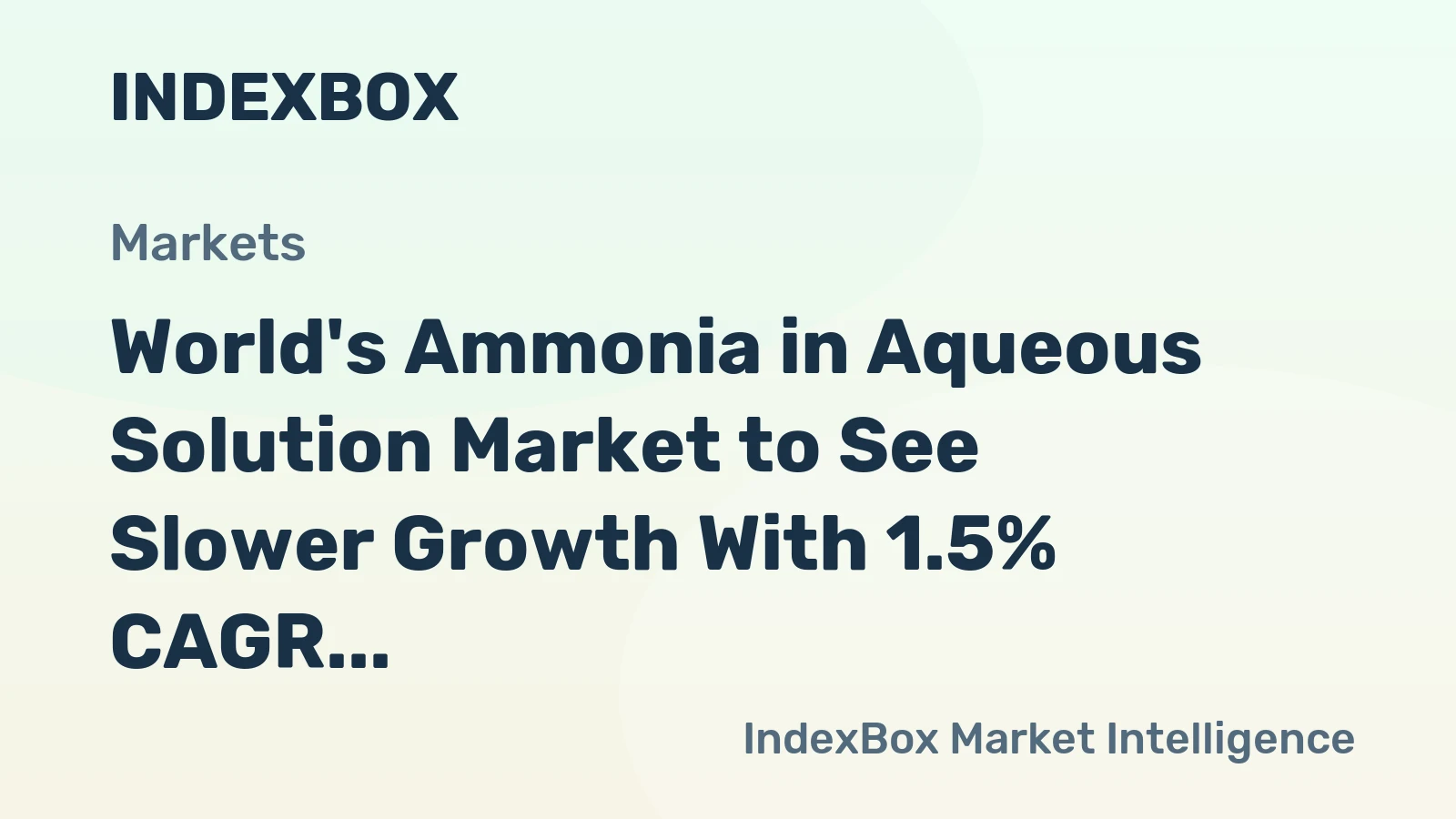 World's Ammonia in Aqueous Solution Market to See Slower Growth With 1.5% CAGR Through 2035