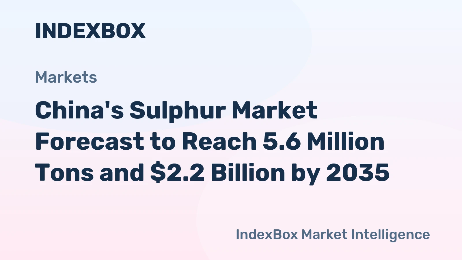 China's Sulphur Market Forecast to Reach 5.6 Million Tons and $2.2 Billion by 2035