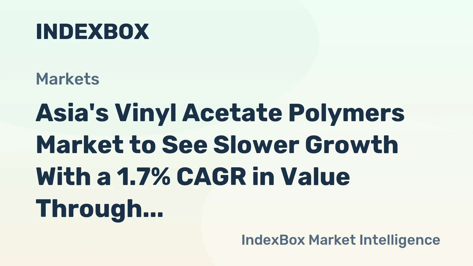 Asia's Vinyl Acetate Polymers Market to See Slower Growth With a 1.7% CAGR in Value Through 2035