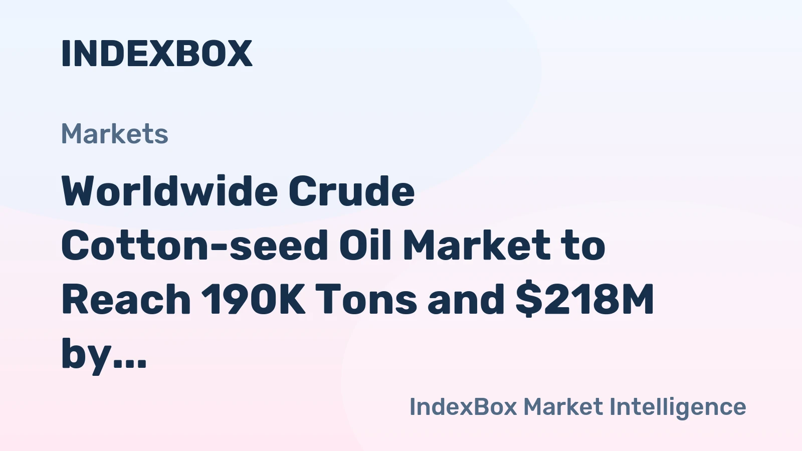 Worldwide Crude Cotton-seed Oil Market to Reach 190K Tons and $218M by 2035, Fueled by Growing Demand