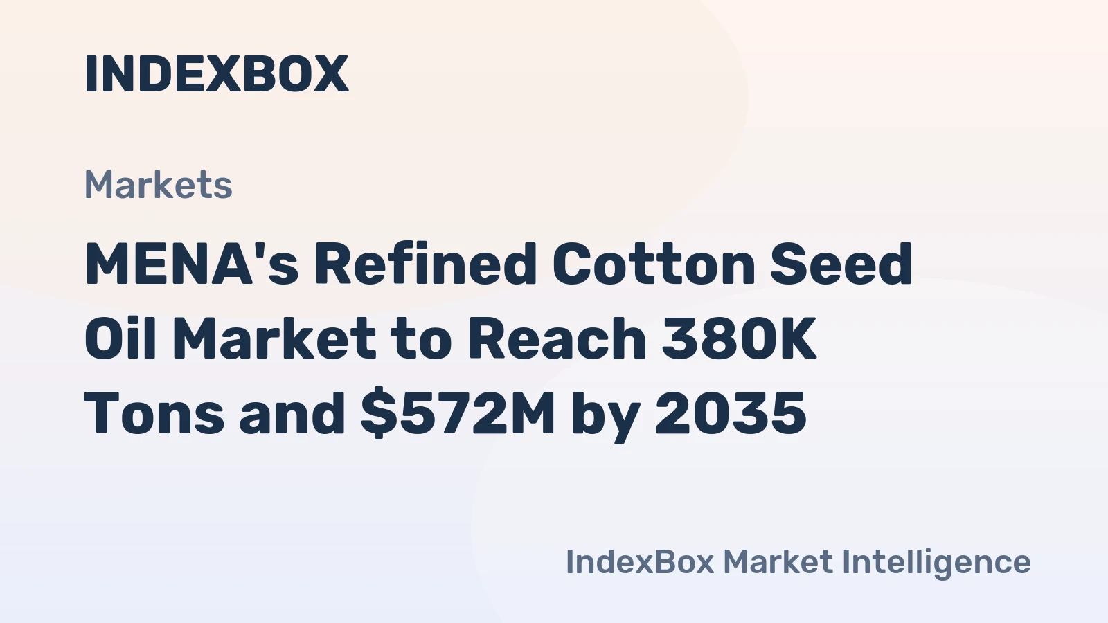 MENA's Refined Cotton Seed Oil Market to Reach 380K Tons and $572M by 2035