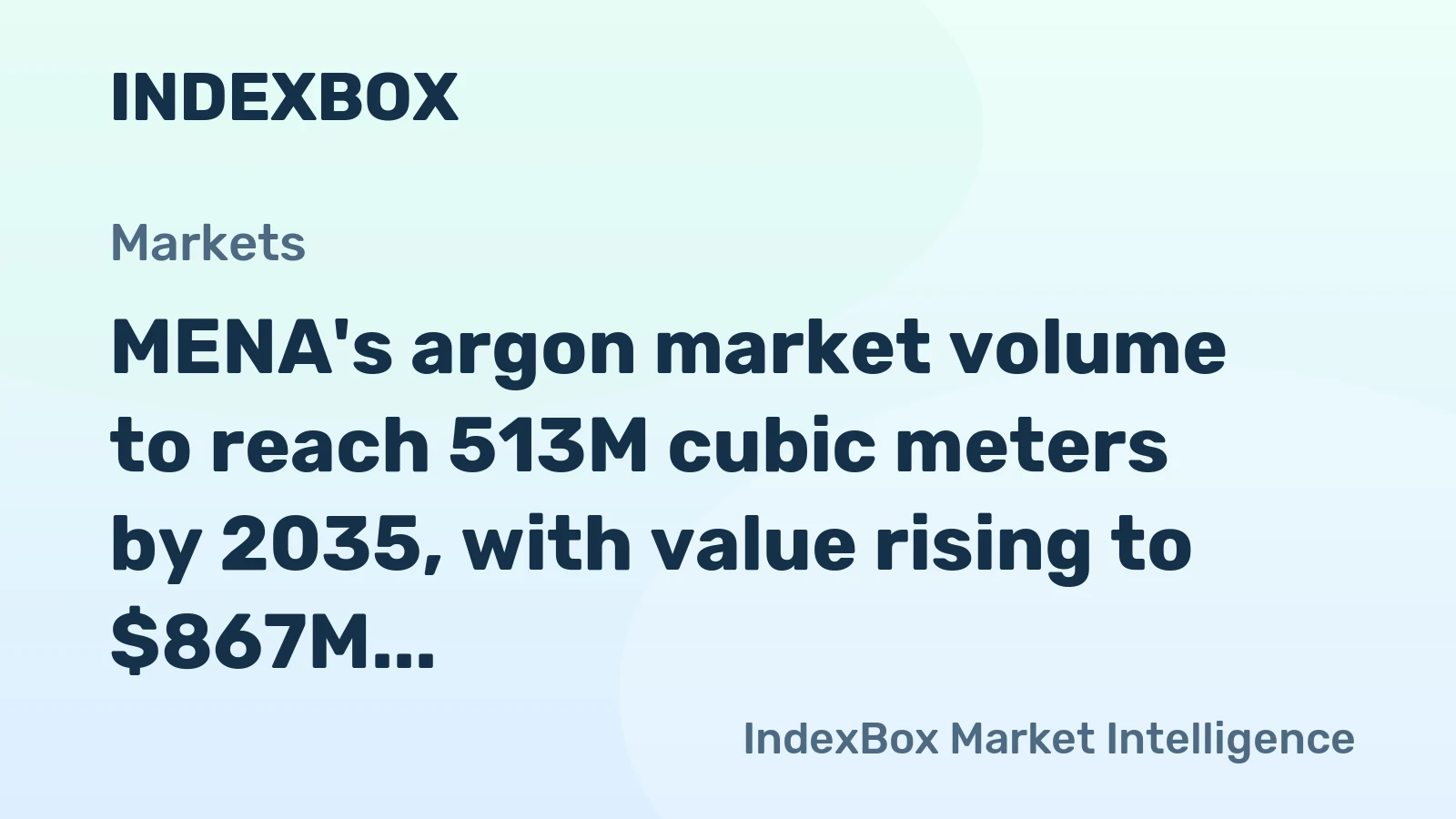 MENA's argon market volume to reach 513M cubic meters by 2035, with value rising to $867M.