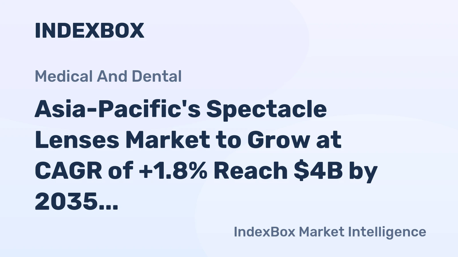 Asia-Pacific's Spectacle Lenses Market to Grow at CAGR of +1.8% Reach $4B by 2035