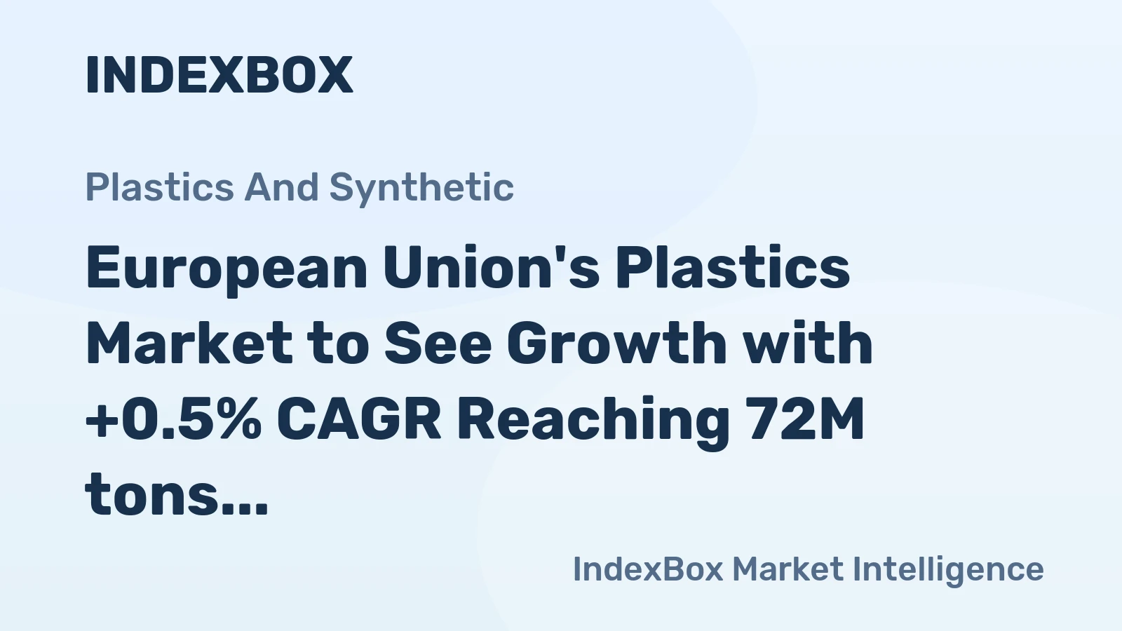 European Union's Plastics Market to See Growth with +0.5% CAGR Reaching 72M tons by 2035
