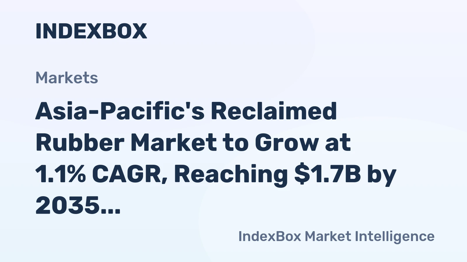 Asia-Pacific's Reclaimed Rubber Market to Grow at 1.1% CAGR, Reaching $1.7B by 2035