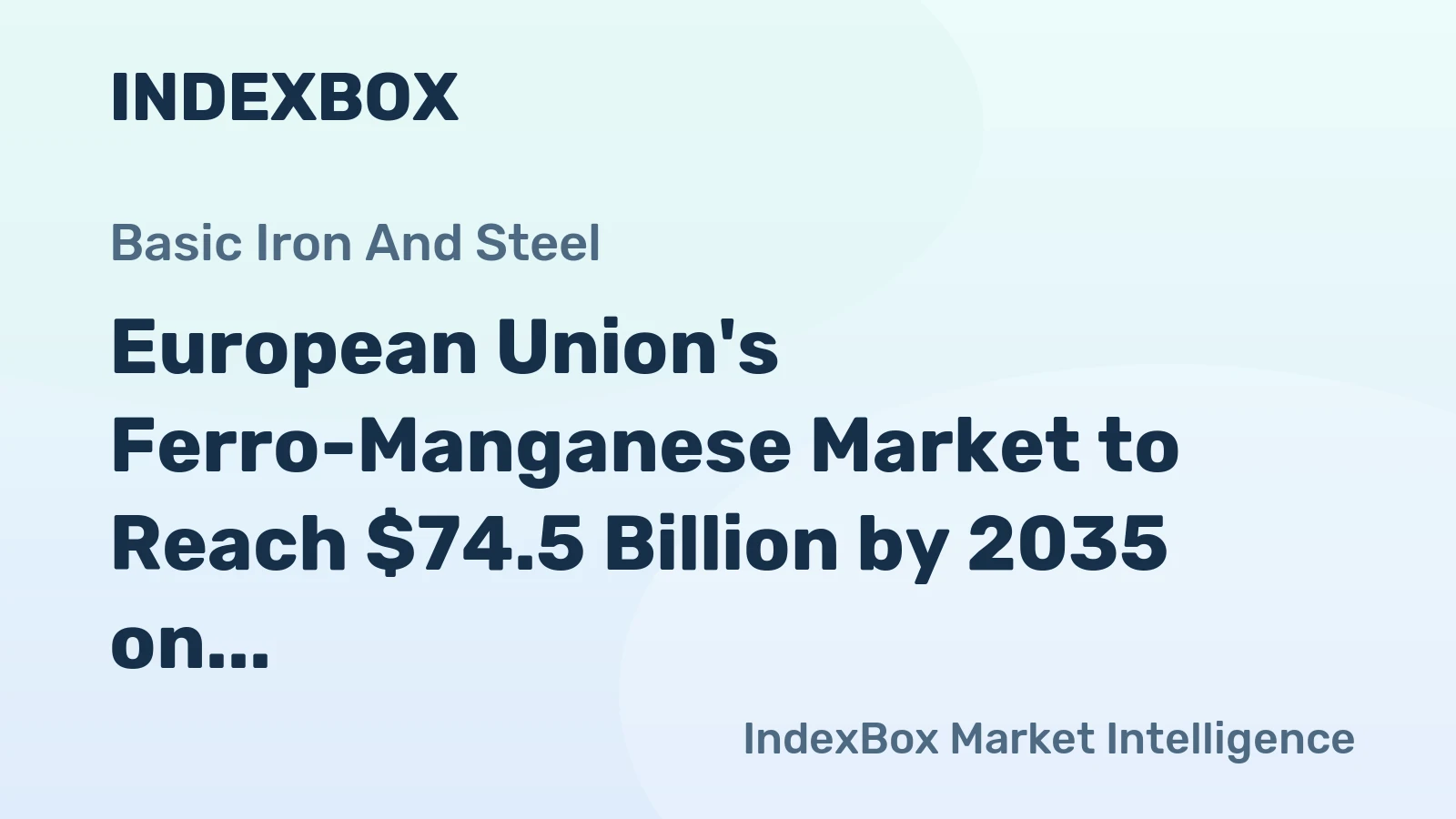 European Union's Ferro-Manganese Market to Reach $74.5 Billion by 2035 on a 3% CAGR Value Growth