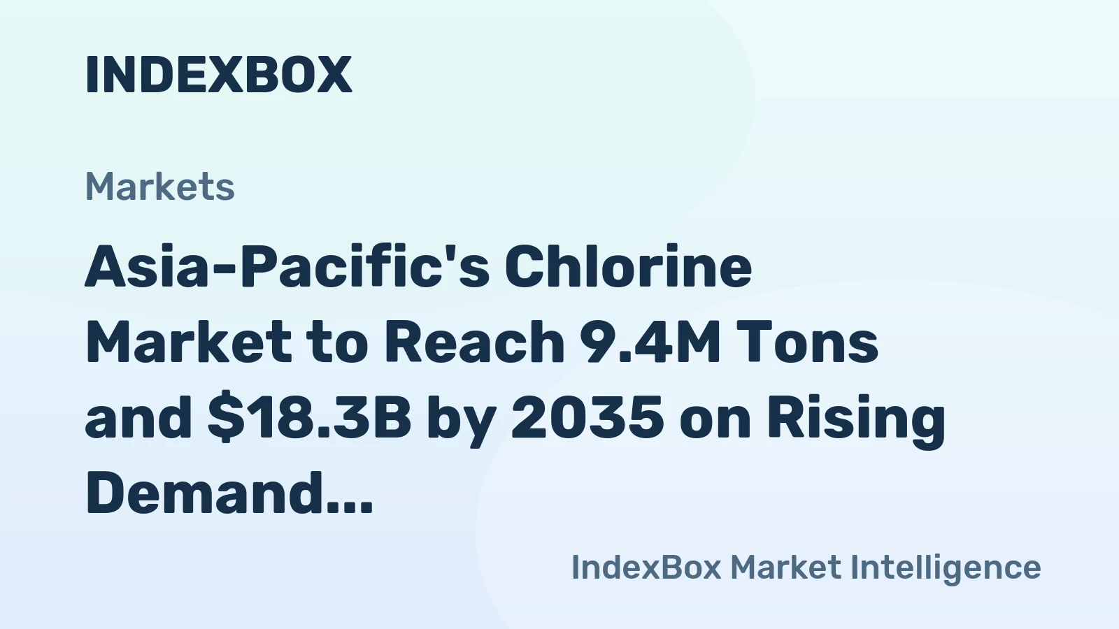 Asia-Pacific's Chlorine Market to Reach 9.4M Tons and $18.3B by 2035 on Rising Demand