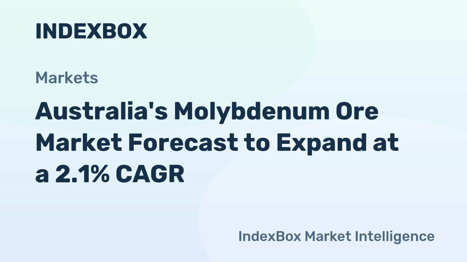 Australia's Molybdenum Ore Market Forecast to Expand at a 2.1% CAGR