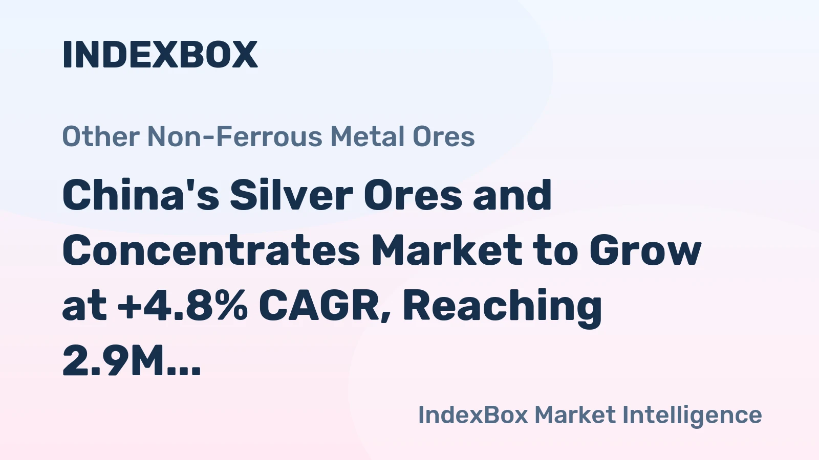 China's Silver Ores and Concentrates Market to Grow at +4.8% CAGR, Reaching 2.9M Tons by 2035