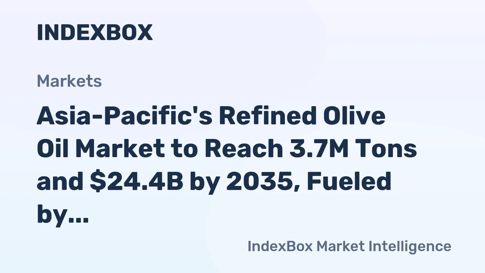 Asia-Pacific's Refined Olive Oil Market to Reach 3.7M Tons and $24.4B by 2035, Fueled by Growing Demand