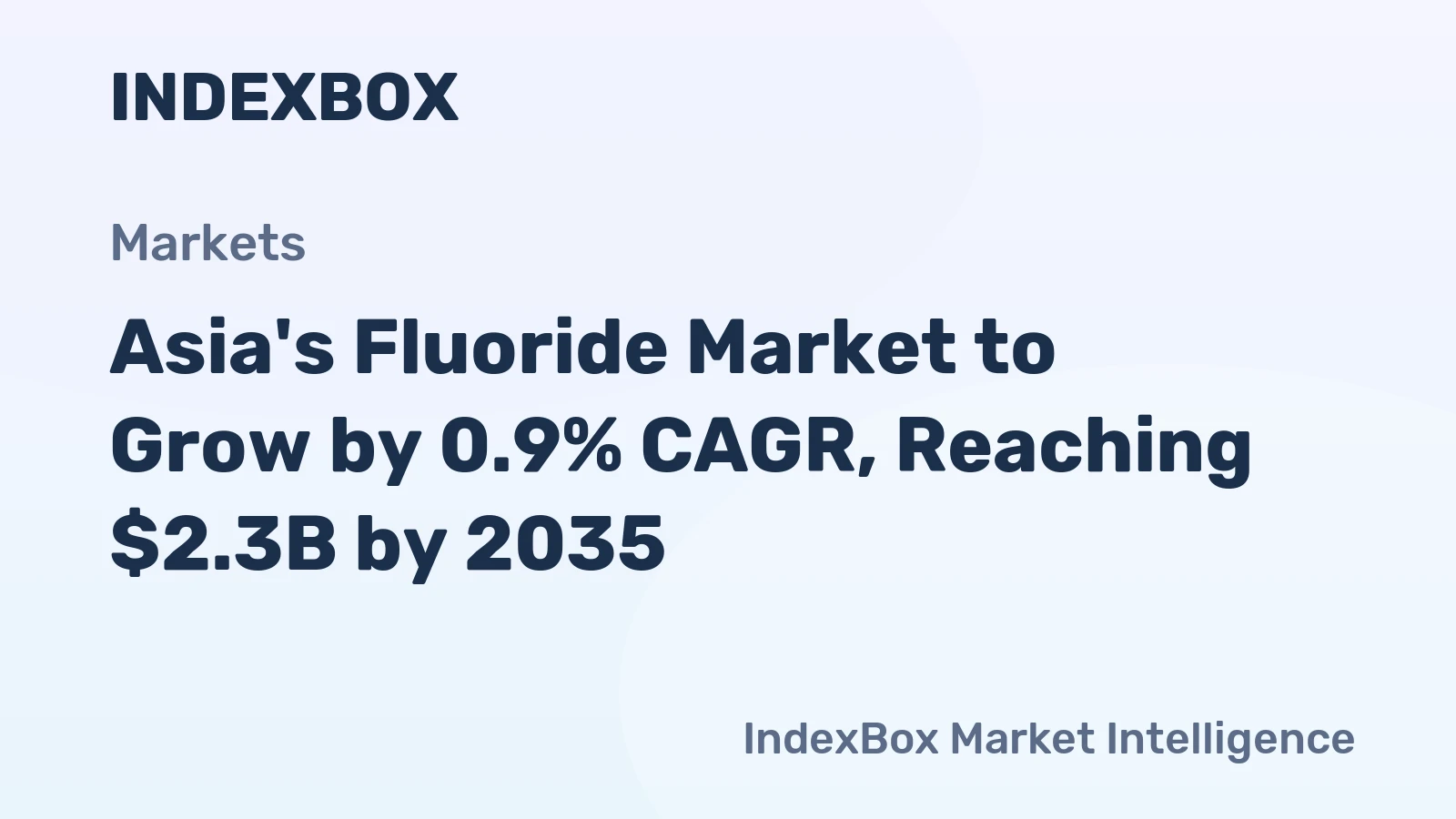 Asia's Fluoride Market to Grow by 0.9% CAGR, Reaching $2.3B by 2035