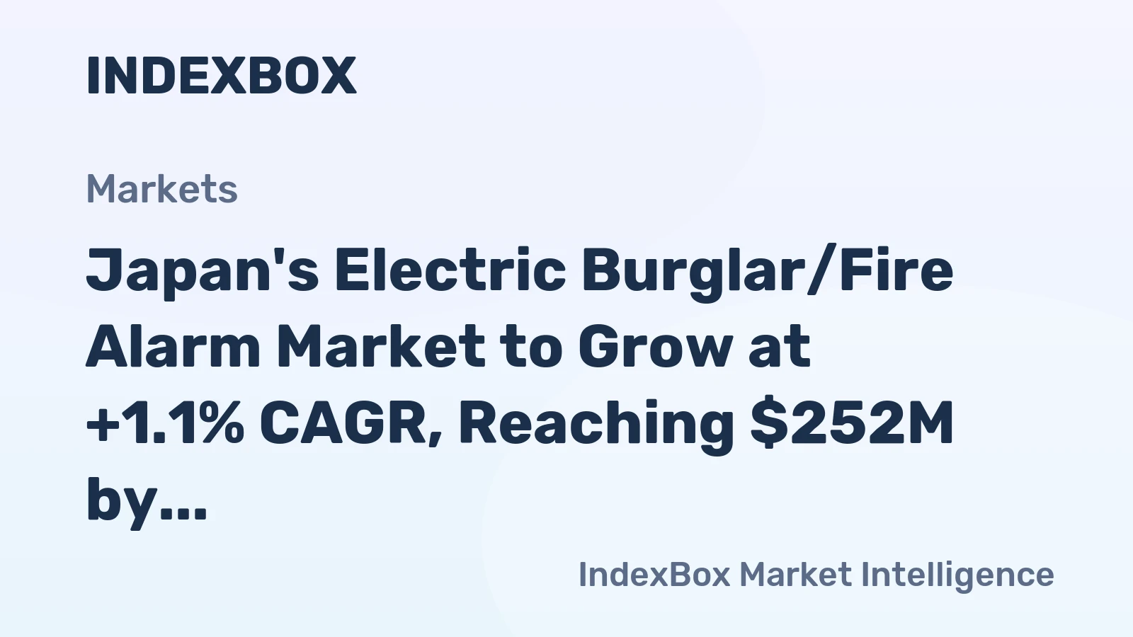 Japan's Electric Burglar/Fire Alarm Market to Grow at +1.1% CAGR, Reaching $252M by 2035
