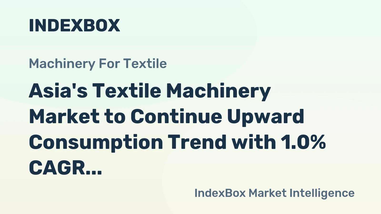 Asia's Textile Machinery Market to Continue Upward Consumption Trend with 1.0% CAGR Through 2035, Reaching $165.1B
