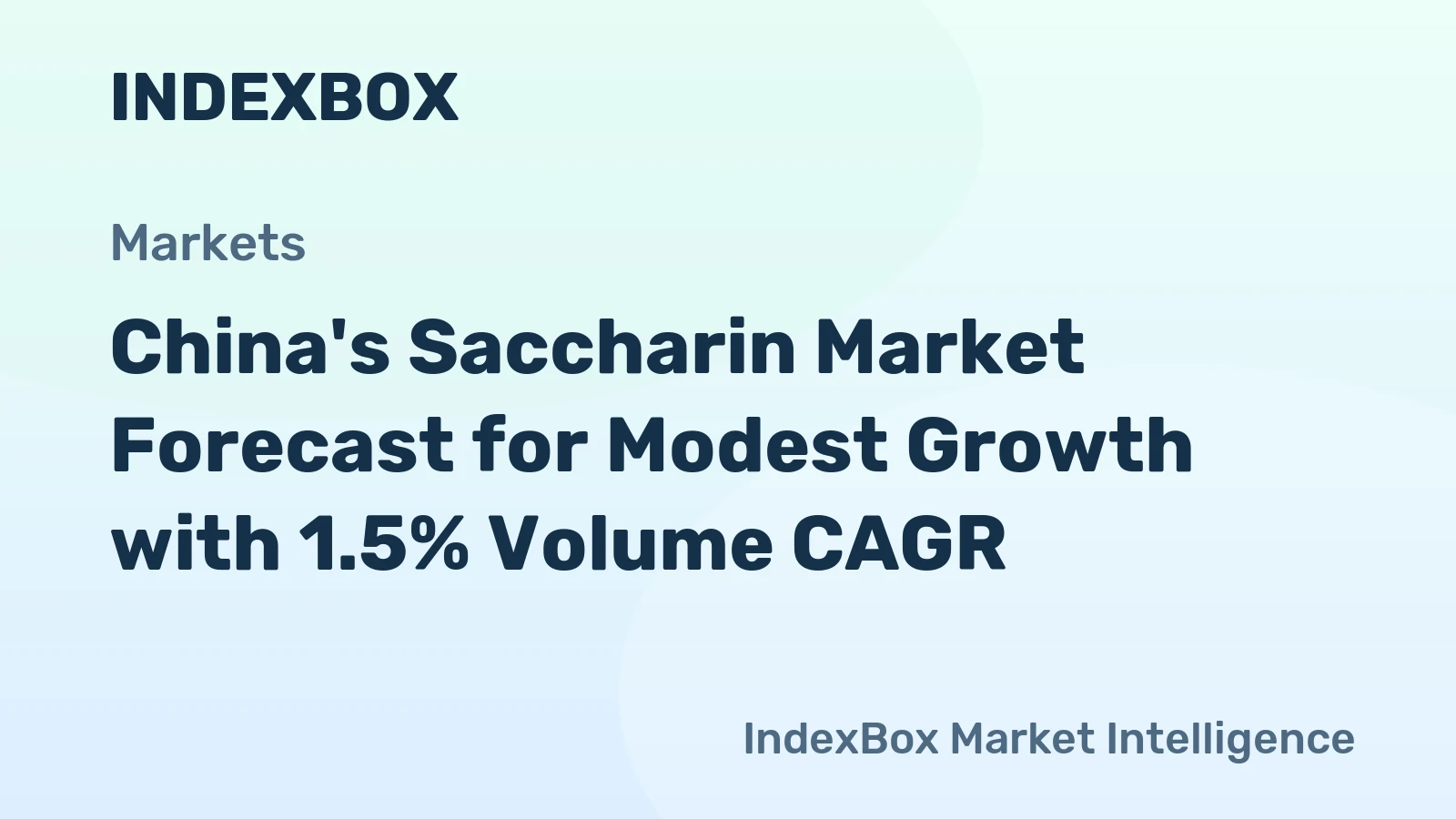 China's Saccharin Market Forecast for Modest Growth with 1.5% Volume CAGR