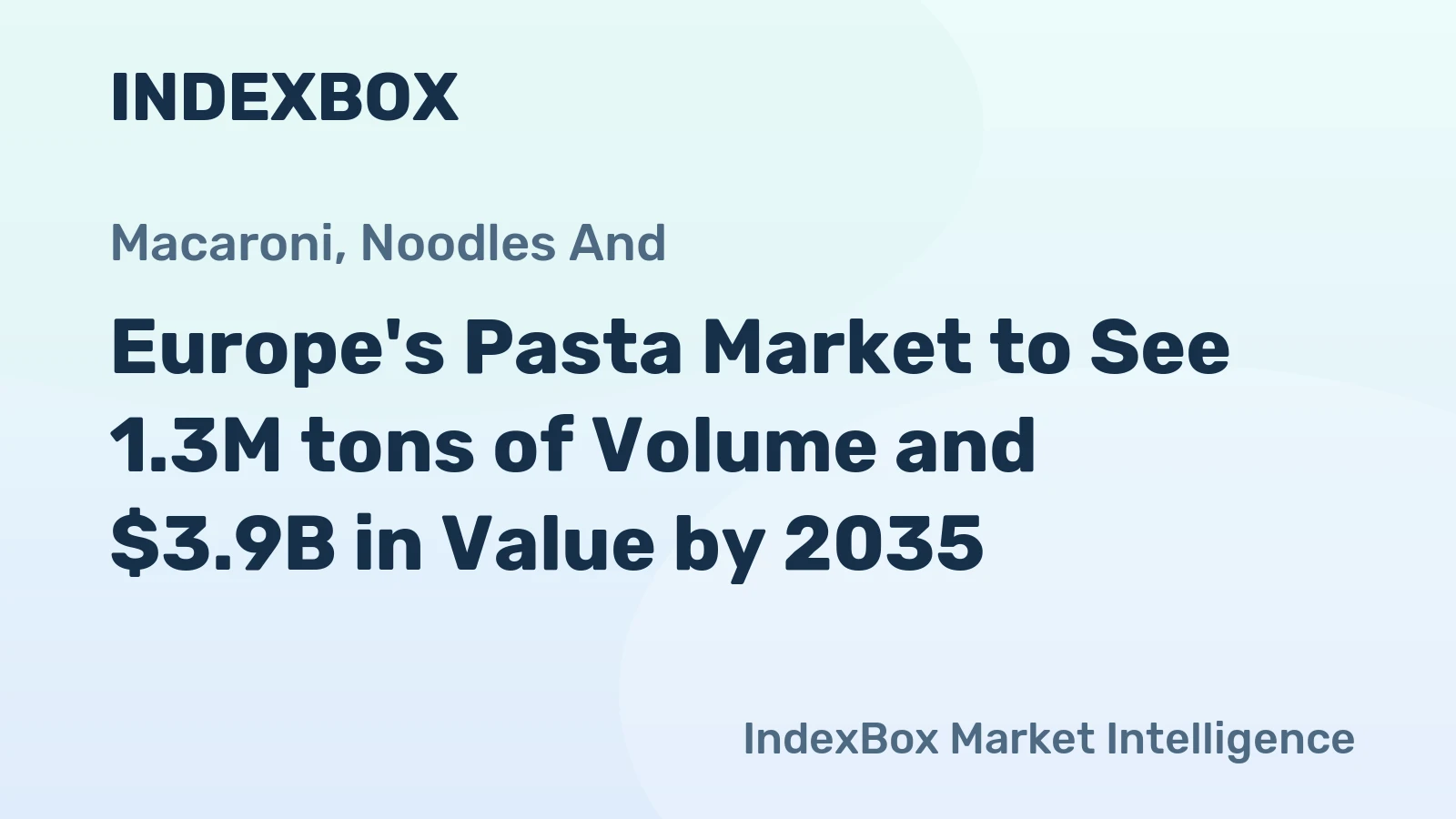 Europe's Pasta Market to See 1.3M tons of Volume and $3.9B in Value by 2035