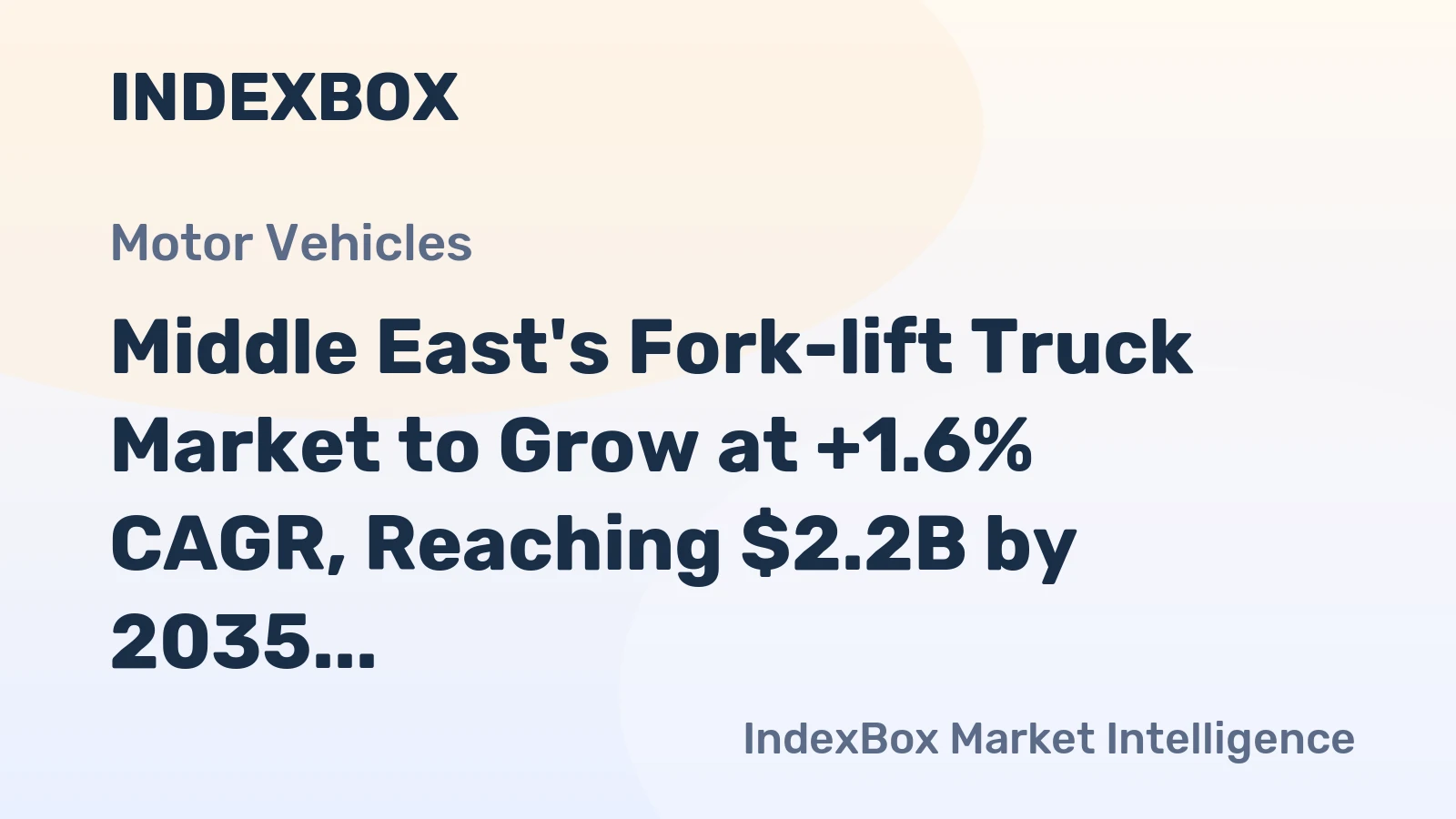 Middle East's Fork-lift Truck Market to Grow at +1.6% CAGR, Reaching $2.2B by 2035