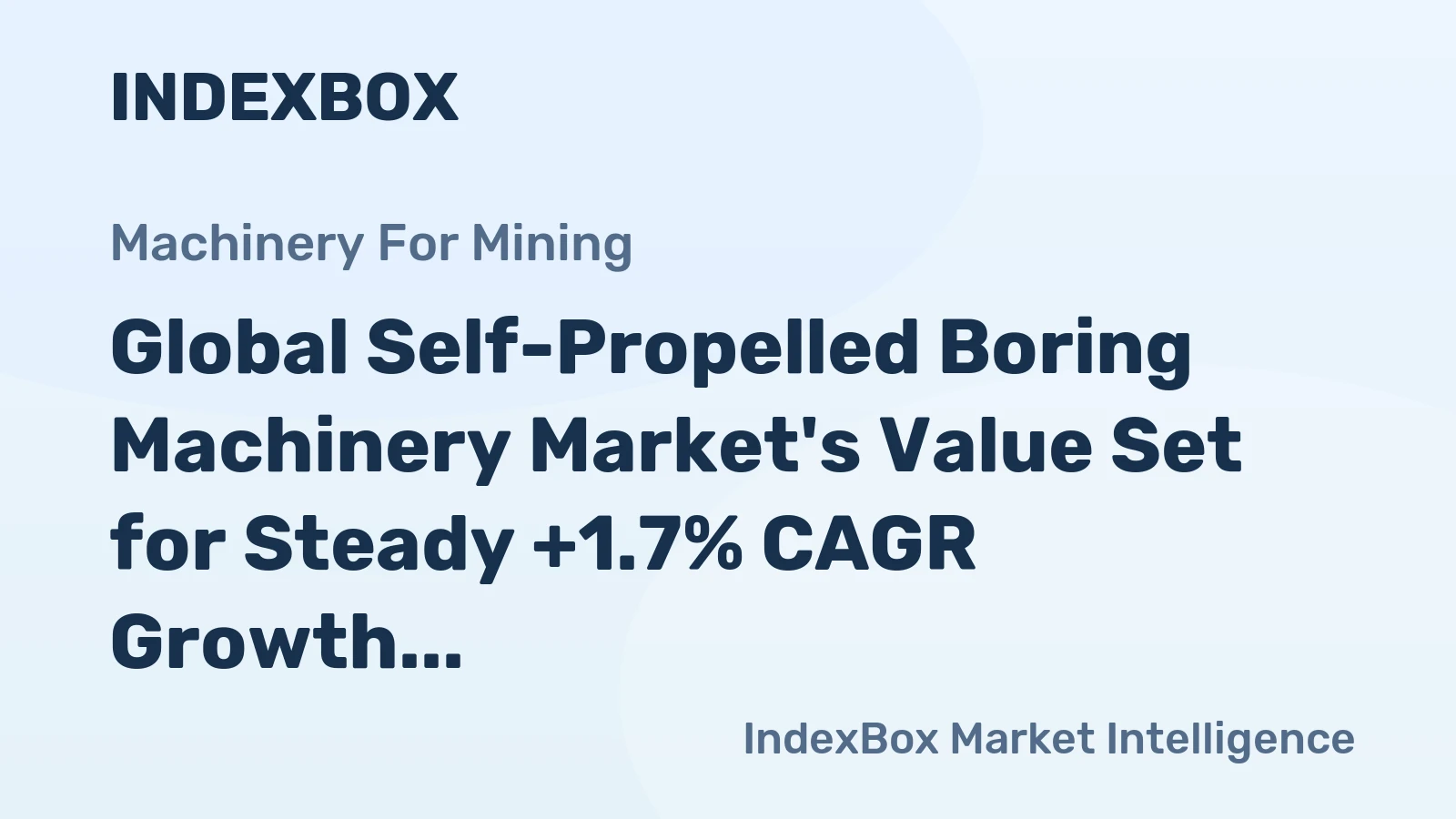 Global Self-Propelled Boring Machinery Market's Value Set for Steady +1.7% CAGR Growth Through 2035