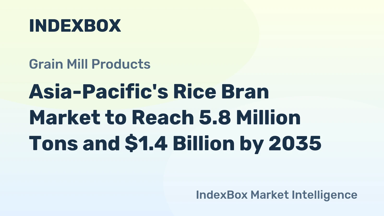 Asia-Pacific's Rice Bran Market to Reach 5.8 Million Tons and $1.4 Billion by 2035