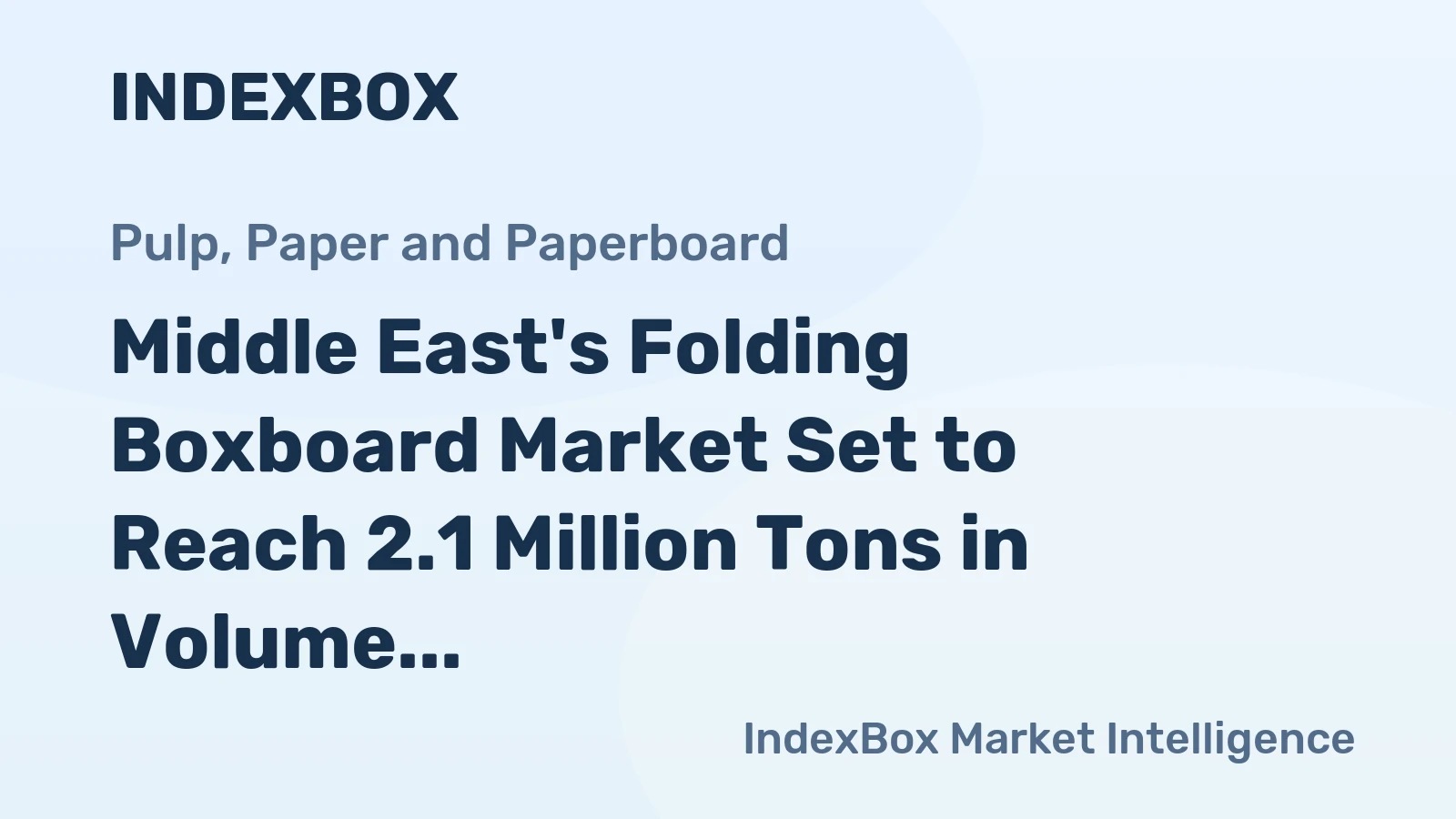 Middle East's Folding Boxboard Market Set to Reach 2.1 Million Tons in Volume and $3 Billion in Value
