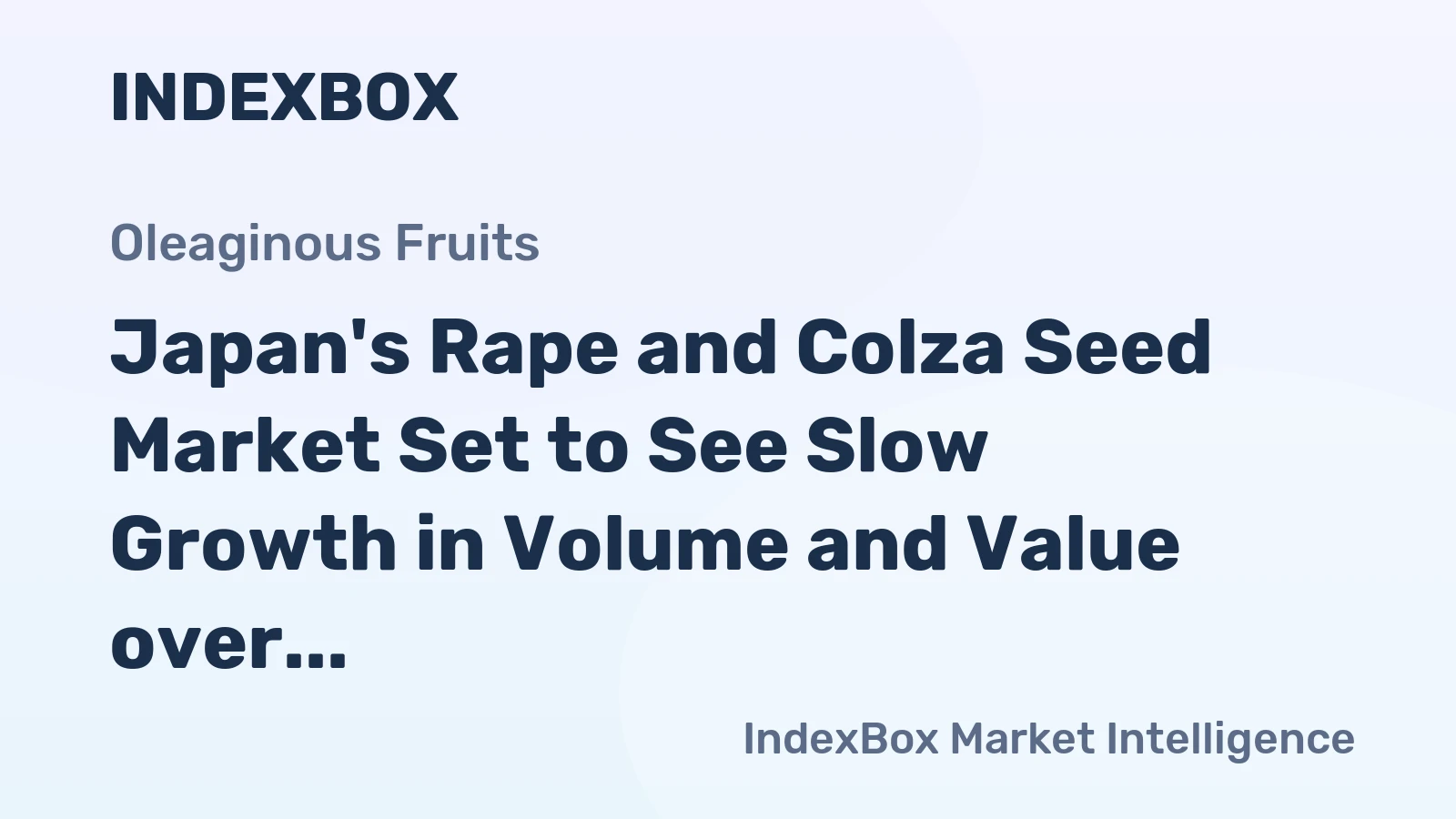 Japan's Rape and Colza Seed Market Set to See Slow Growth in Volume and Value over Next Decade