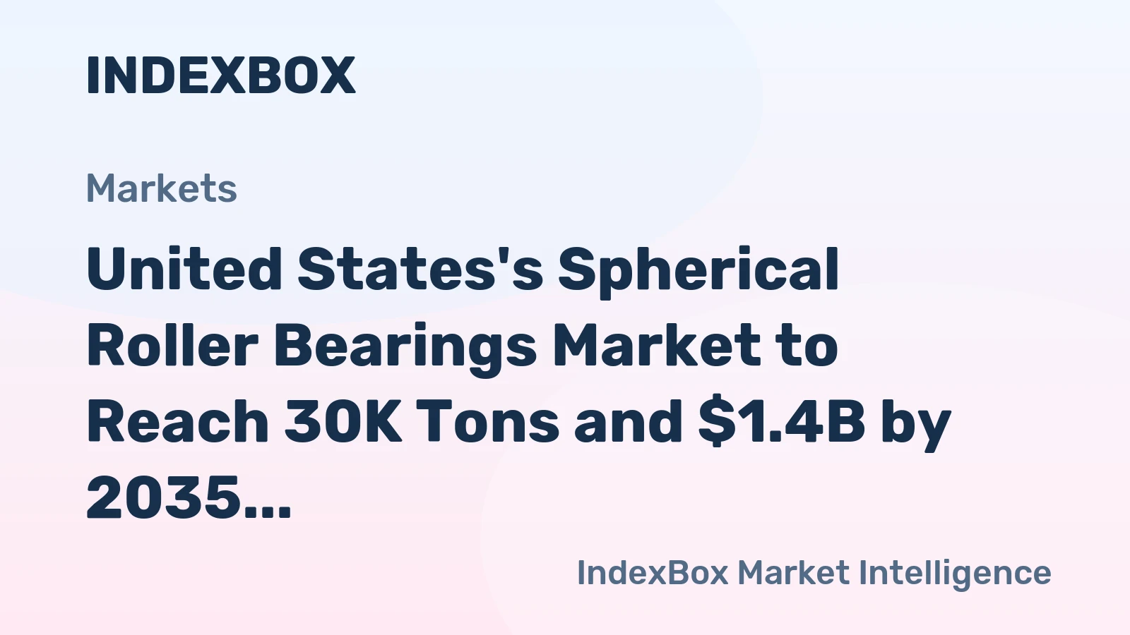 United States's Spherical Roller Bearings Market to Reach 30K Tons and $1.4B by 2035