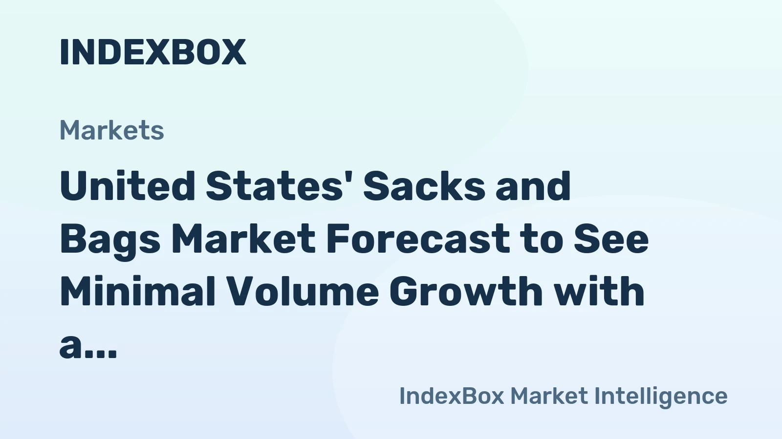 United States' Sacks and Bags Market Forecast to See Minimal Volume Growth with a +0.1% CAGR Through 2035