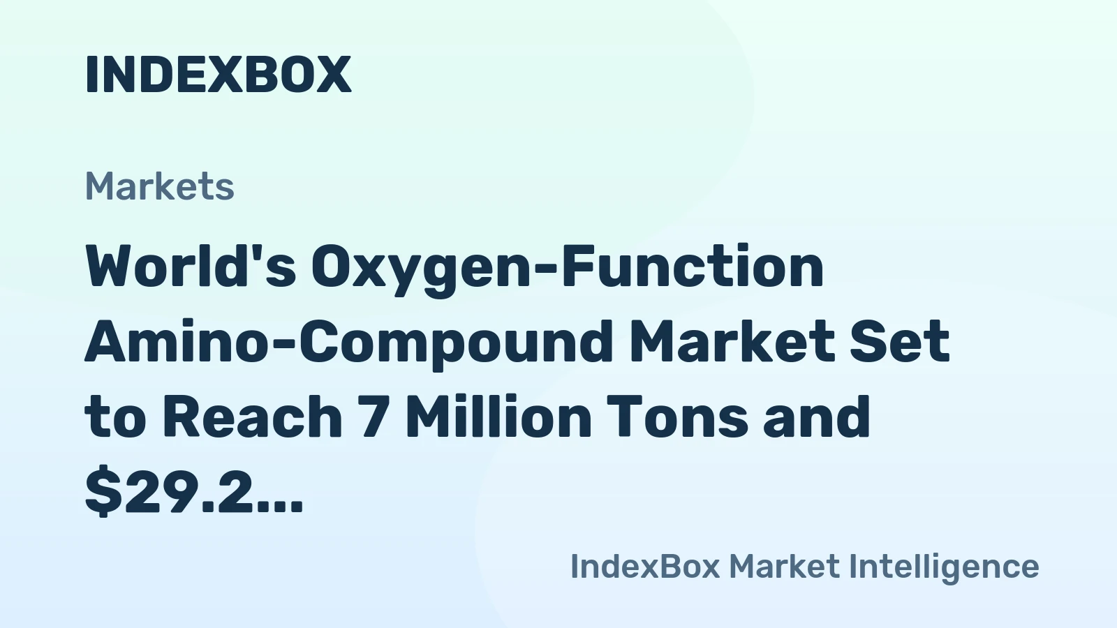 World's Oxygen-Function Amino-Compound Market Set to Reach 7 Million Tons and $29.2 Billion by 2035