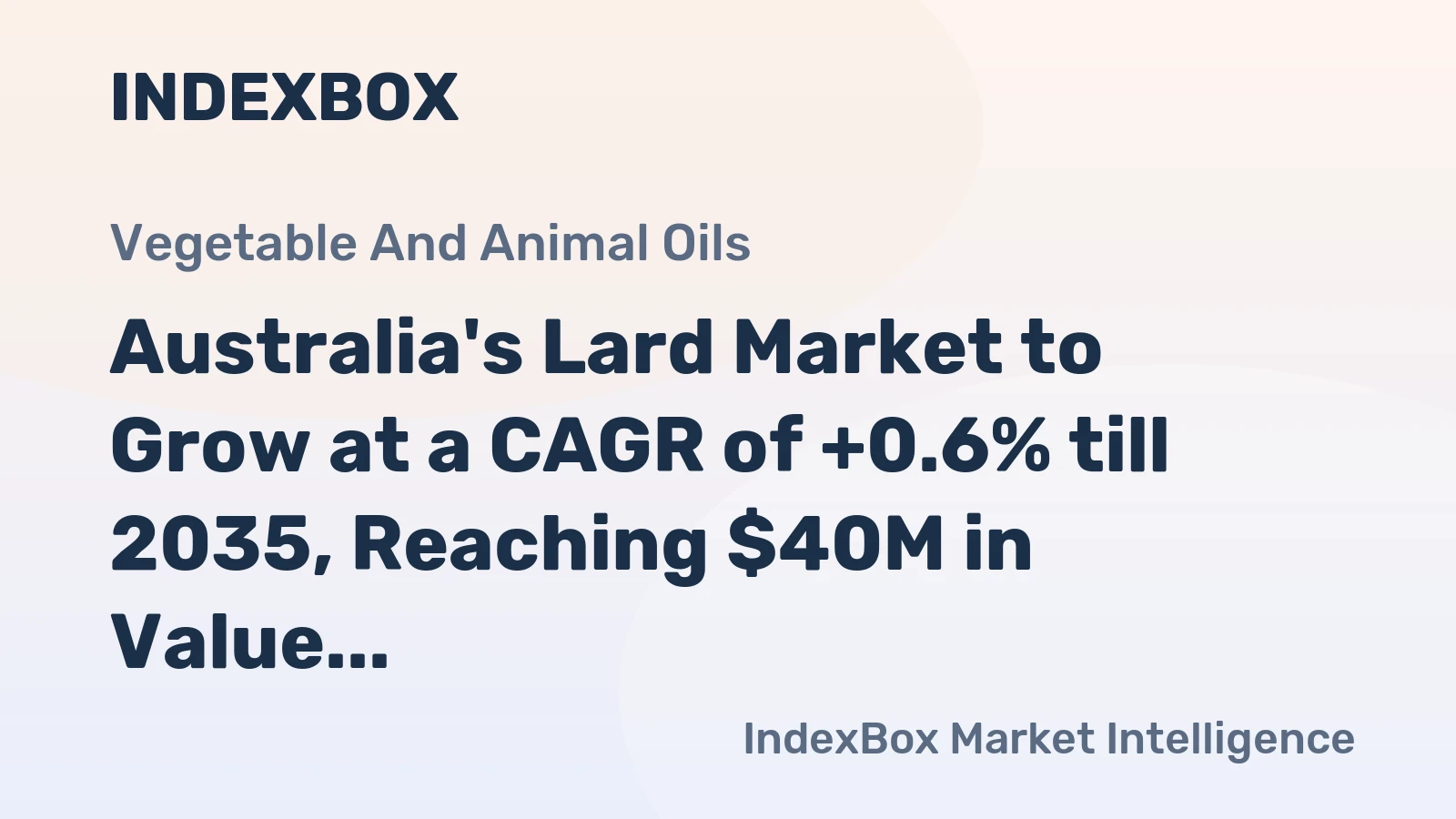 Australia's Lard Market to Grow at a CAGR of +0.6% till 2035, Reaching $40M in Value