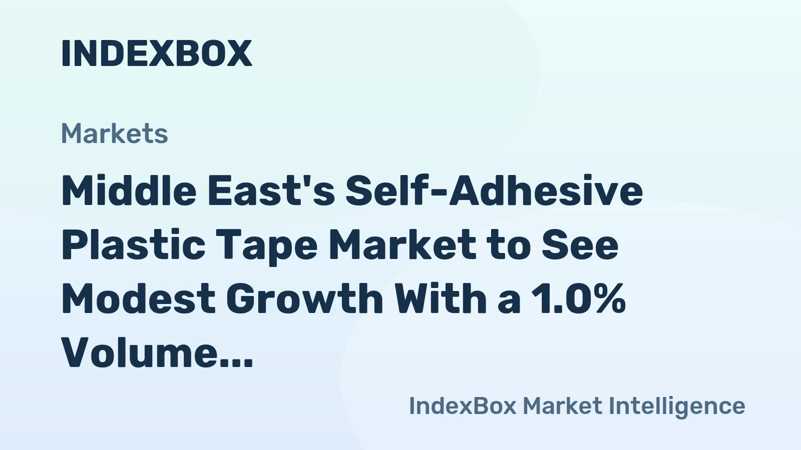 Middle East's Self-Adhesive Plastic Tape Market to See Modest Growth With a 1.0% Volume CAGR