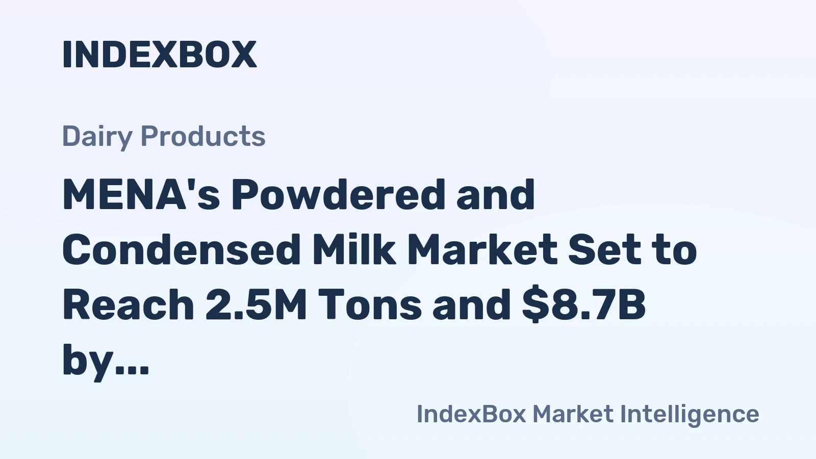 MENA's Powdered and Condensed Milk Market Set to Reach 2.5M Tons and $8.7B by 2035
